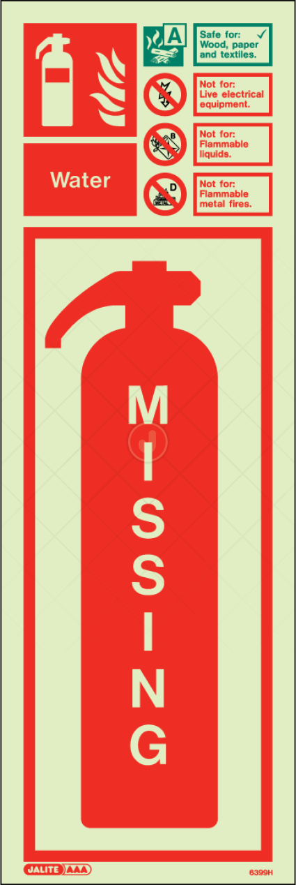 Water - Missing Fire Extinguisher Equipment Identification | Jalite Group Water - Missing Fire Extinguisher Equipment Identification | Jalite Group