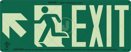 Jalite UL924 Listed EXIT Sign with ISO Symbol and Arrow Up Left ...