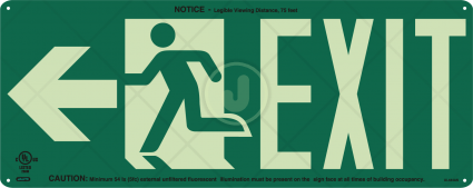 Aluminum UL Listed EXIT Sign with ISO Symbol and Arrow Left | Jalite Group