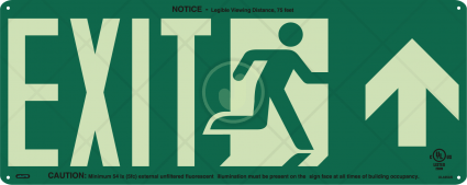 Aluminum UL Listed EXIT Sign with ISO Symbol and Arrow Up | Jalite Group